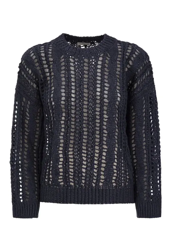 Brunello Cucinelli Jute And Cotton Jersey Pullover - Blue