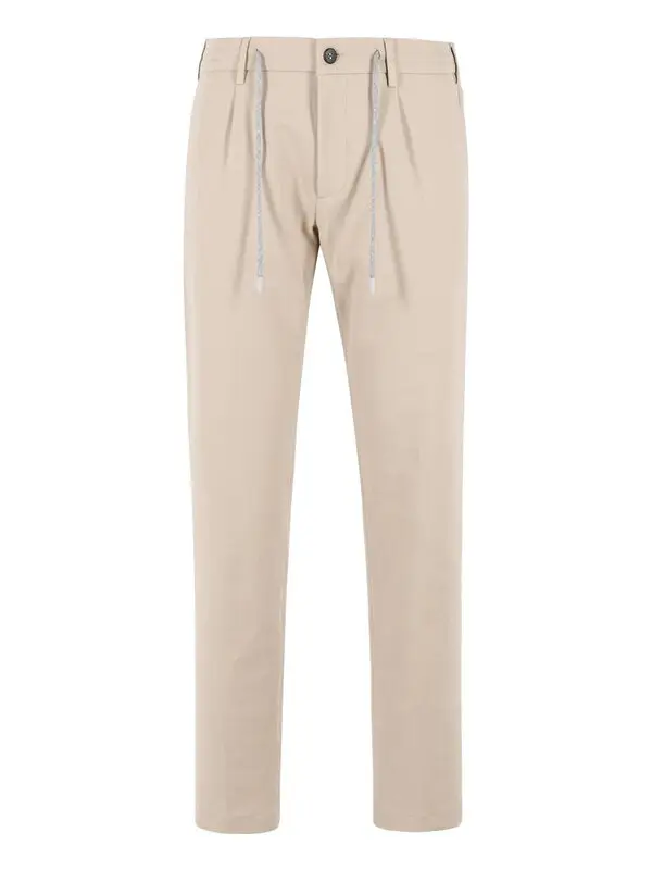 Eleventy Beige Stretch Cotton Pants - Cream