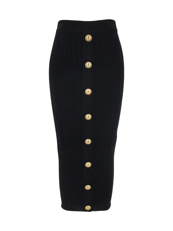Balmain Viscose Blend Ribbed Skirt - Multicolor