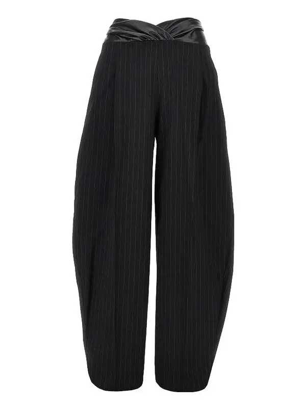 Andamane Astra Pinstriped Pants - Black