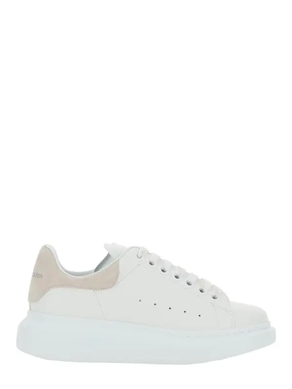 Alexander McQueen Leather Low Top Sneakers With Contrast Heel And Logo Lettering For - White