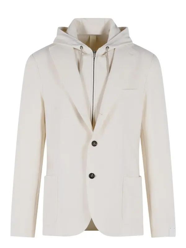 Eleventy Wool Hooded Blazer - Cream