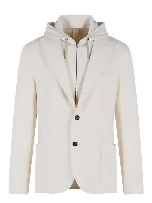 Eleventy Wool Hooded Blazer - Cream