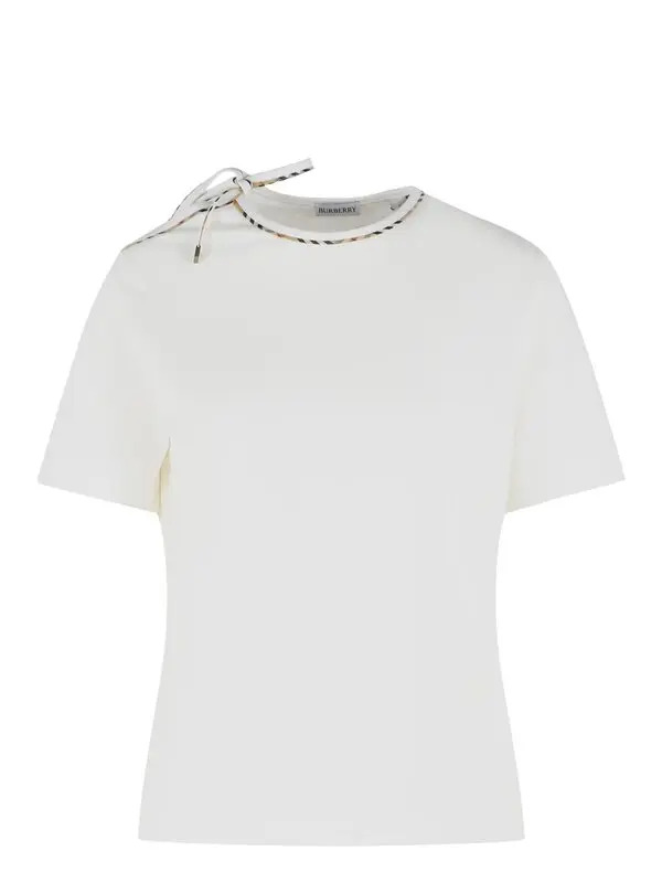 Burberry Frankie Bow Cotton T-shirt - White