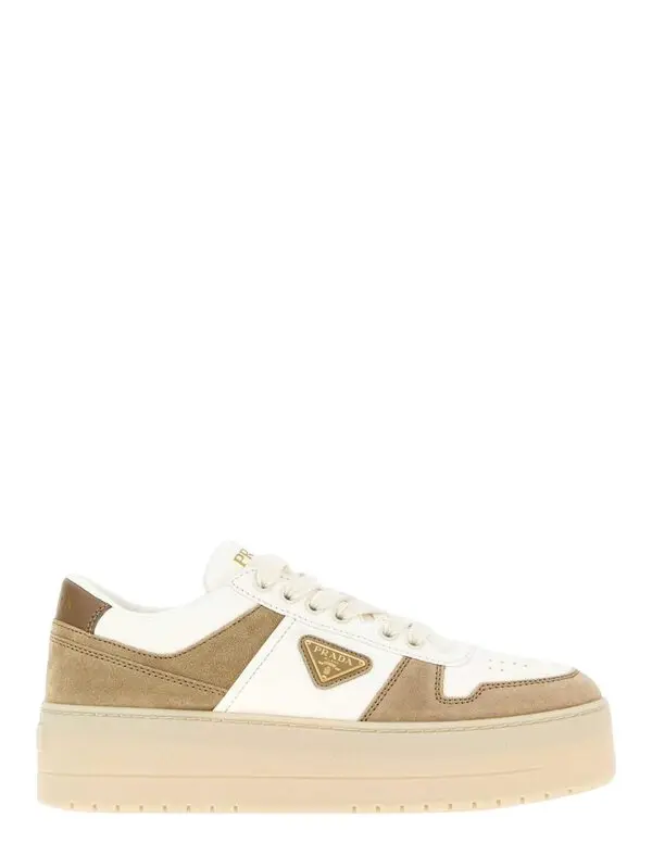 Prada Nappa And Suede Sneakers - Cream