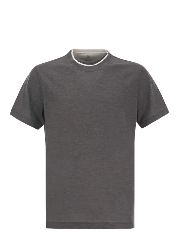 Brunello Cucinelli Silk And Cotton T-shirt - Gray