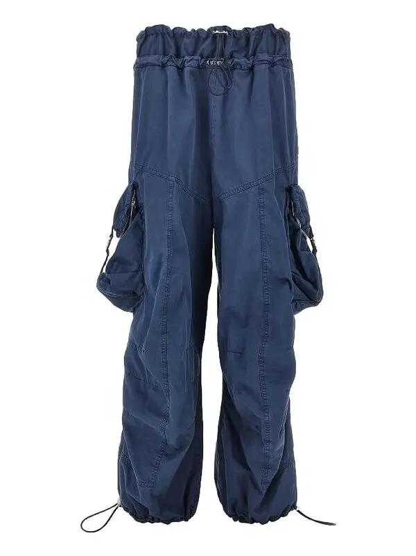 Attico Washed Cotton Cargo Pants - Blue