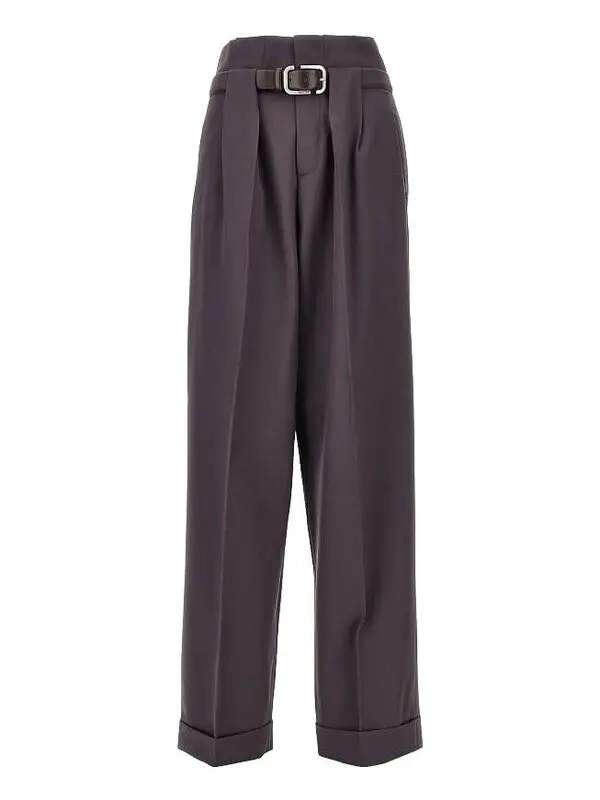 Attico Gabardine Pants With Belt - Purple