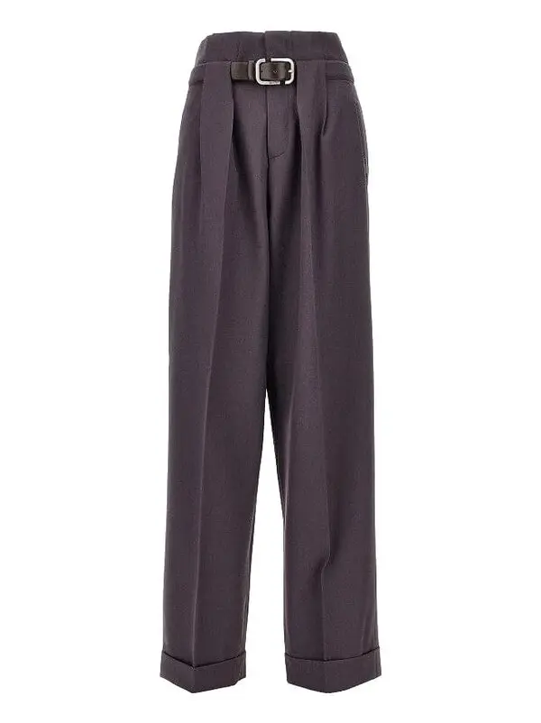 Attico Gabardine Pants With Belt - Purple