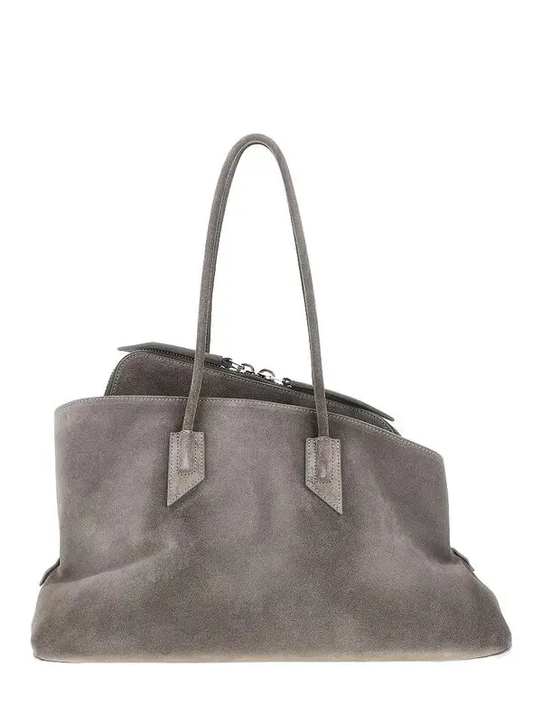 Attico Suede Leather Medium 'la Passeggiata' Bag - Gray
