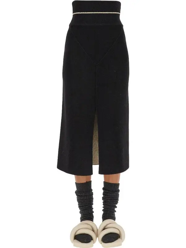 Moncler Midi Knit Skirt - Black