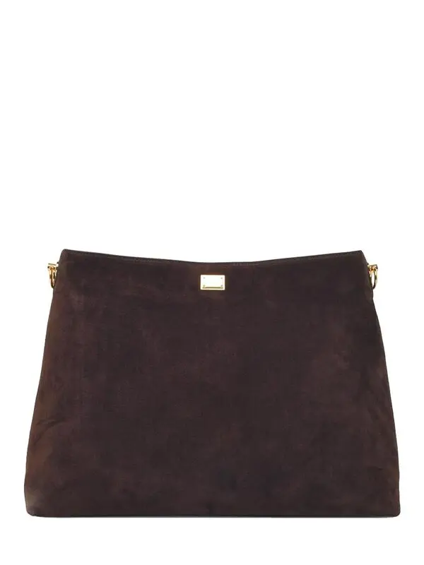 Dolce & Gabbana Large 'vittoria' Shoulder Bag In Suede - Brown