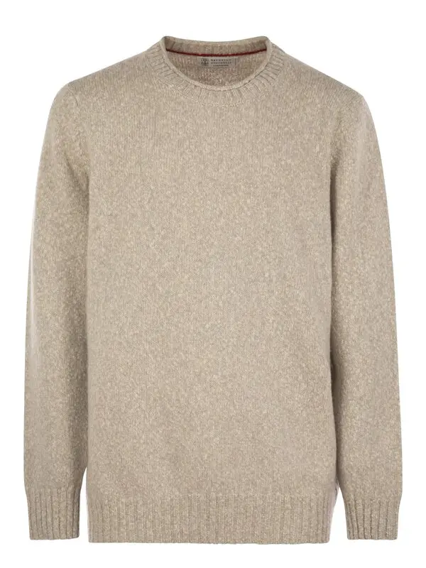 Brunello Cucinelli Cashmere And Virgin Wool Crewneck Sweater - Cream