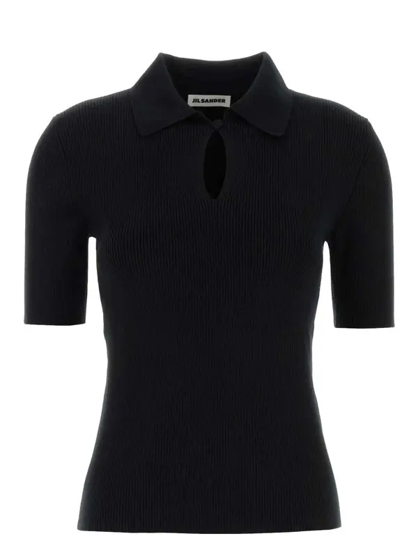 JIL SANDER Wool Polo Shirt - Black