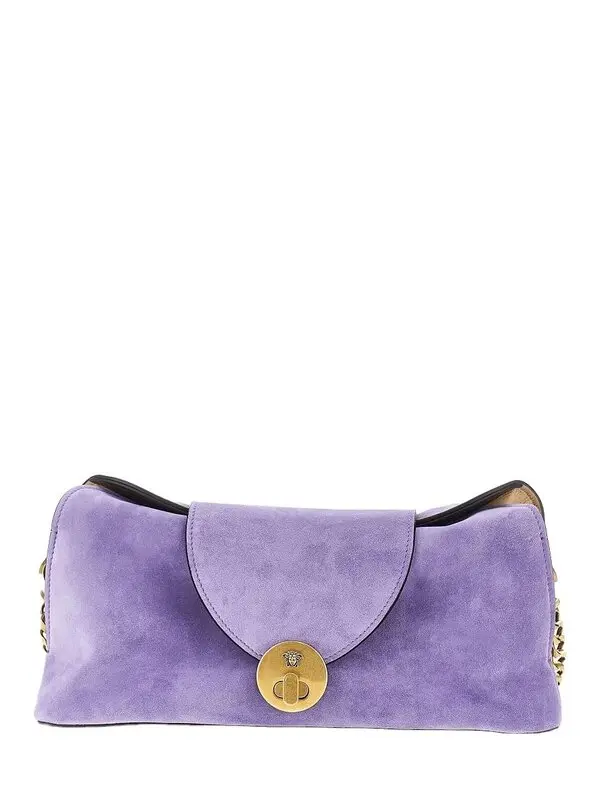 Versace Suede Leather Vivian Clutch - Purple