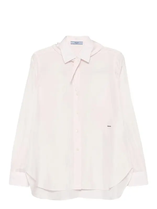 Prada Silk Poplin Shirt With Detachable Scarf - Pink