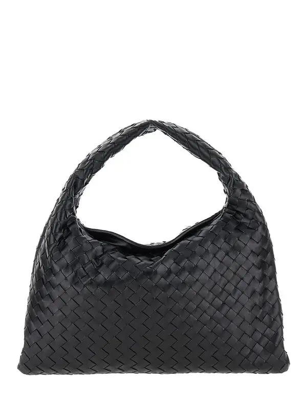 Bottega Veneta Shoulder Bag 'hop Piccola' With Intreccio Motif In Leather For - Black