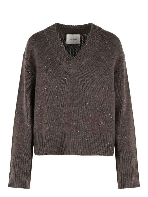 LISA YANG Anella Sparkly' Cocoa Cashmere Sweater - Brown