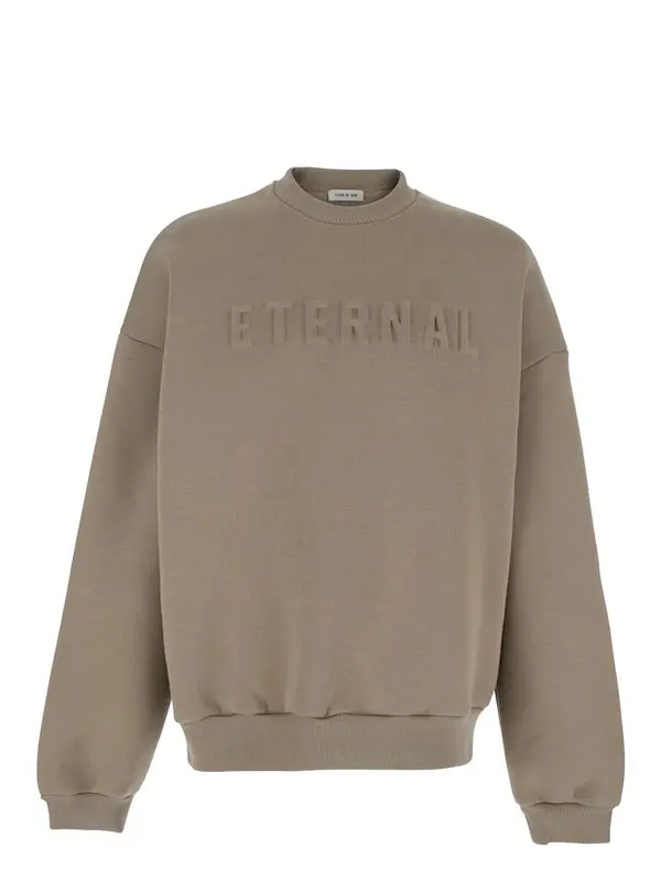 Fear Of God Eternal Beige Crewneck T-shirt With Dropped Shoulders And Tonal Embroidery On The Front In Cotton Blend - Multicolor