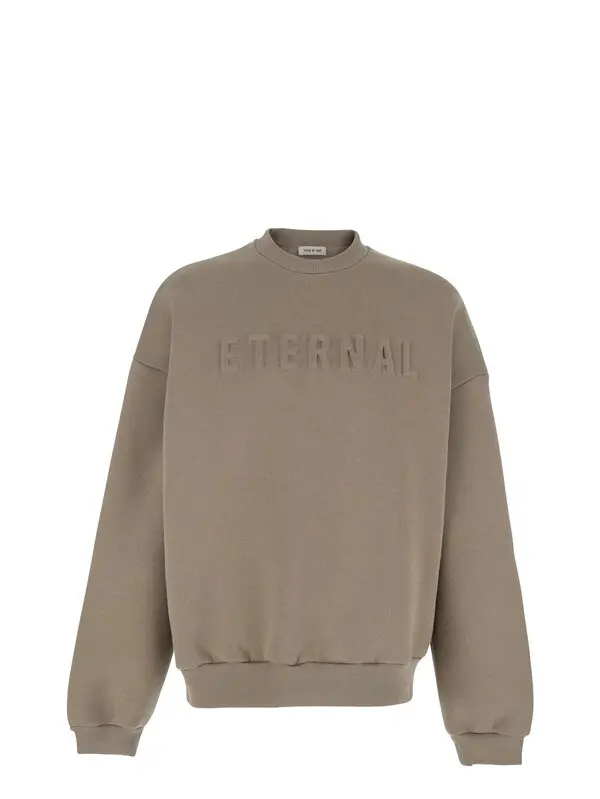 Fear Of God Eternal Beige Crewneck T-shirt With Dropped Shoulders And Tonal Embroidery On The Front In Cotton Blend - Multicolor