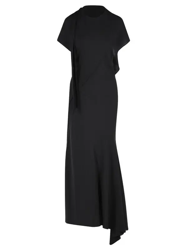 Attico Virgin Wool Midi Dress - Black