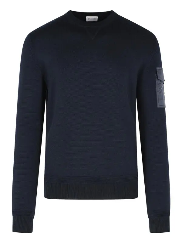 Moncler Tricot Virgin Wool Sweatshirt - Blue
