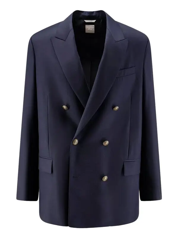 Dior Double-breasted Virgin Wool Blazer - Multicolor