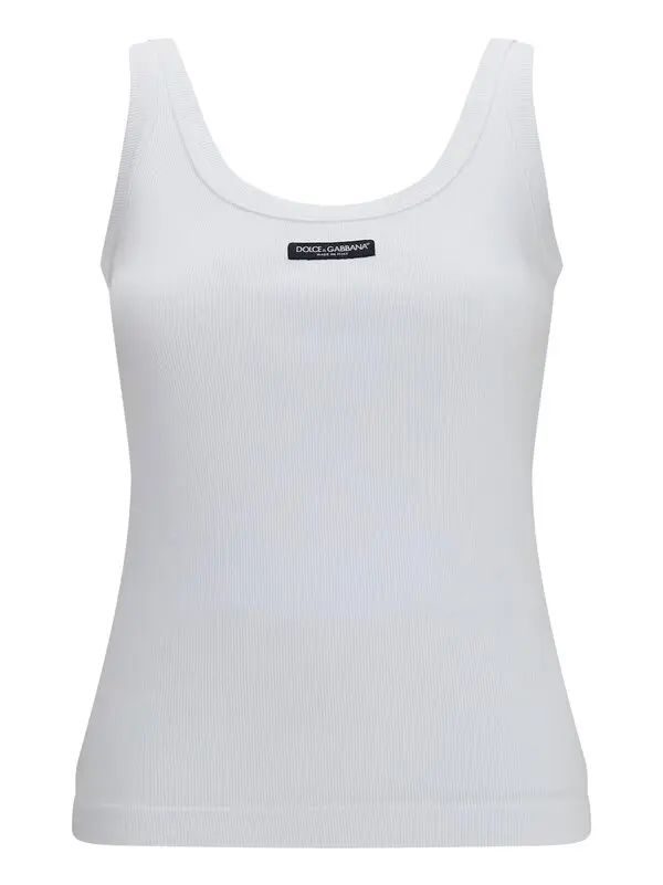 Dolce & Gabbana Ribbed Logo Tank Top - White
