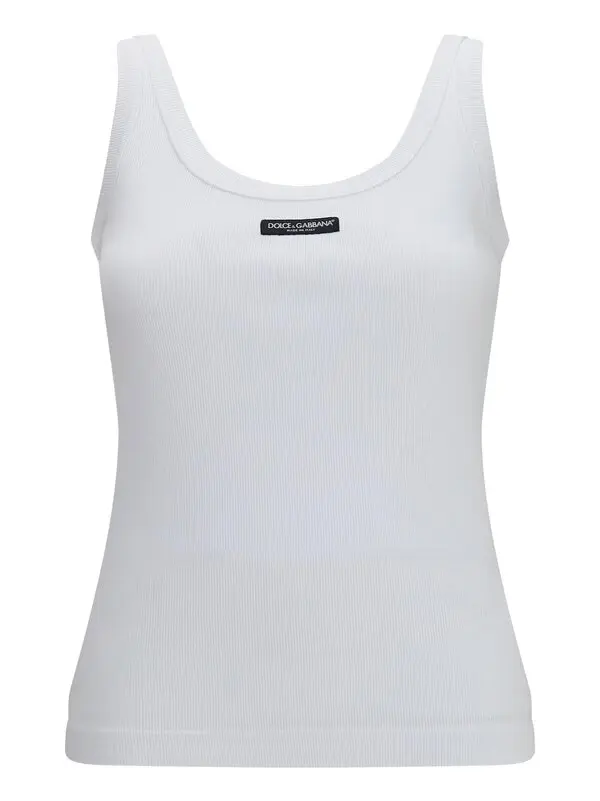 Dolce & Gabbana Ribbed Logo Tank Top - White