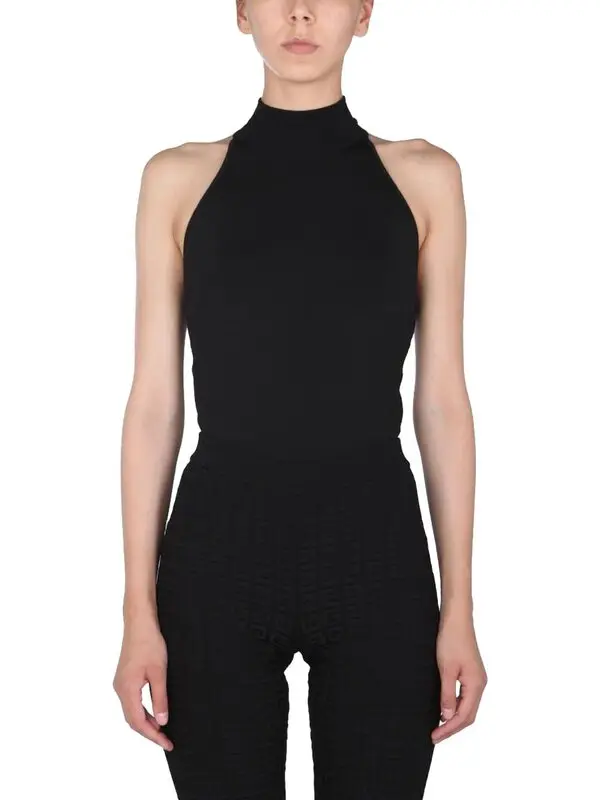 Givenchy Ribbed Knit Cut-out Top - Black