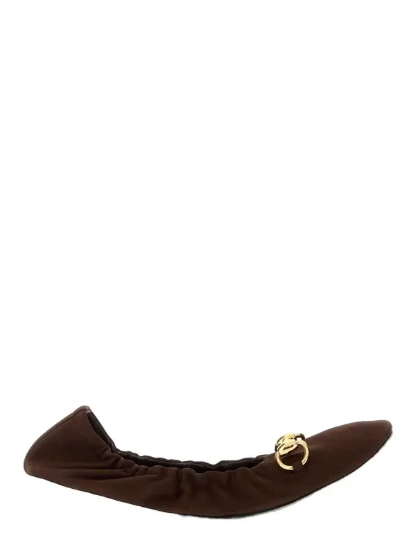 Gucci Prima Suede Ballet Flats With Horsebit Detail - Brown