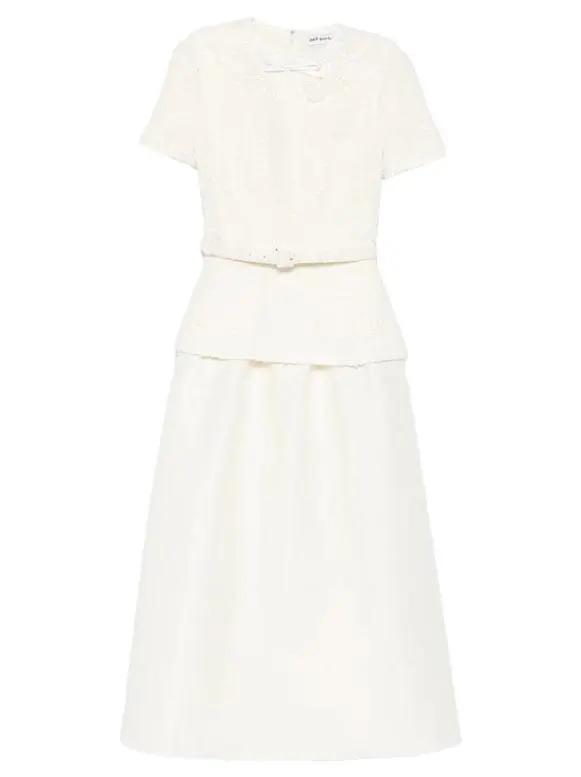 SELF-PORTRAIT Bouclé-knit Midi Dress - Cream