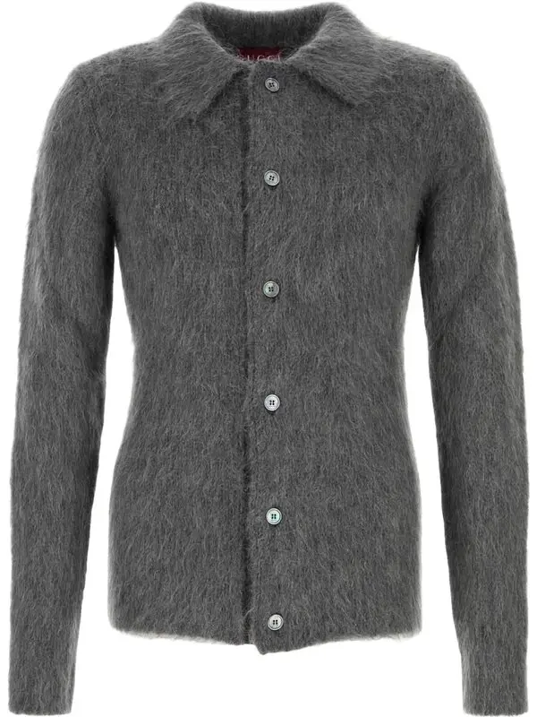 Gucci Mohair Blend Cardigan - Gray