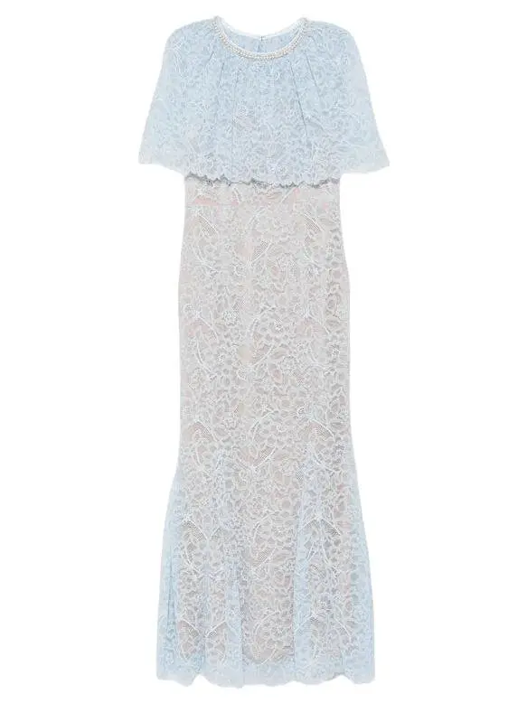 SELF-PORTRAIT Lace Midi Evening Dress - Blue