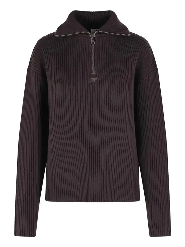 COURREGES Merino Wool Quarter Zip Sweater - Multicolor