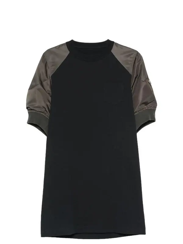 Sacai Panelled Crew Neck Day Dress - Black