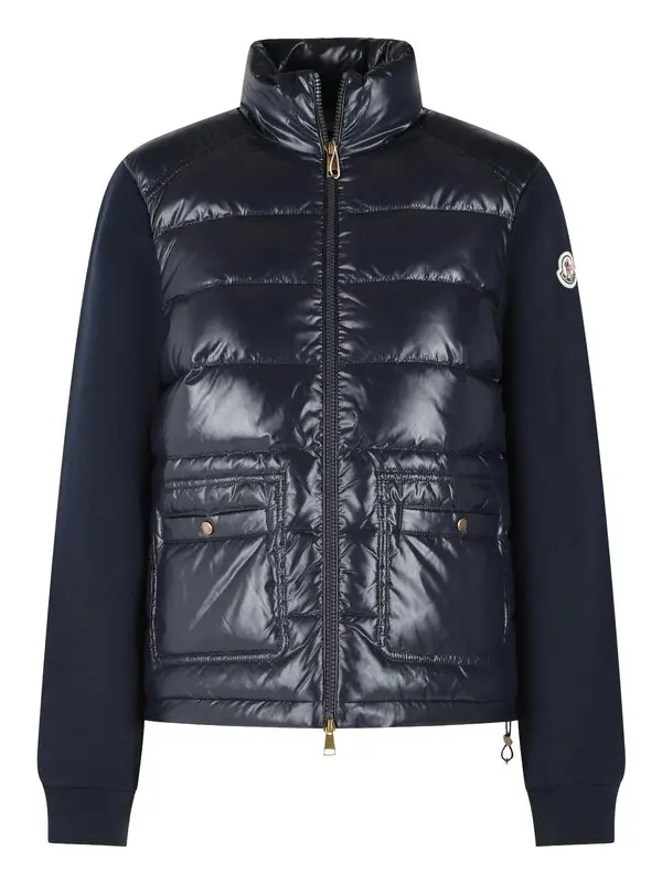 Moncler Cotton Blend Padded Sweater - Blue