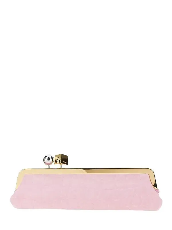 Jacquemus Suede Leather Salon Pouch With Croco-effect - Pink