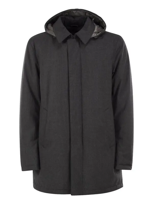 Herno Technical Wool-blend Hooded Coat - Multicolor