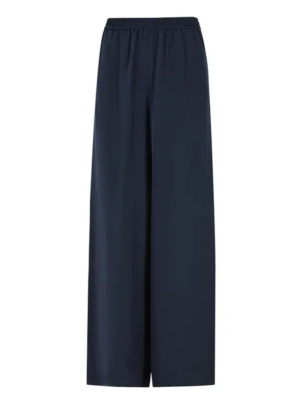 Max Mara Navy 'volonta' Heavy Silk Soft Pants - Blue