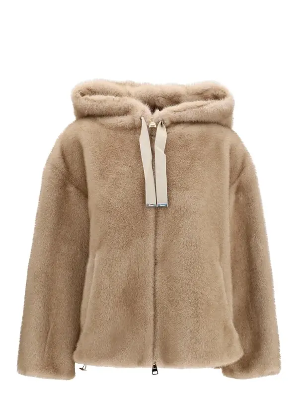 Herno Hooded Eco-fur Jacket - Cream