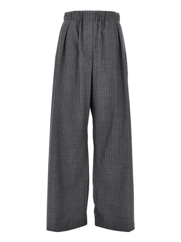 JIL SANDER Pinstriped Wool Flannel Trousers - Gray