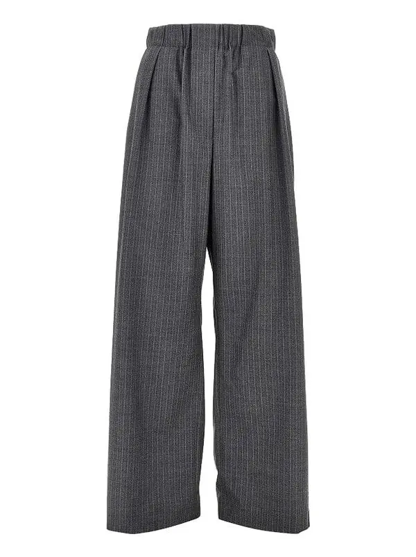 JIL SANDER Pinstriped Wool Flannel Trousers - Gray