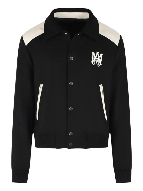 Amiri Virgin Wool Blend Varsity Jacket - Black