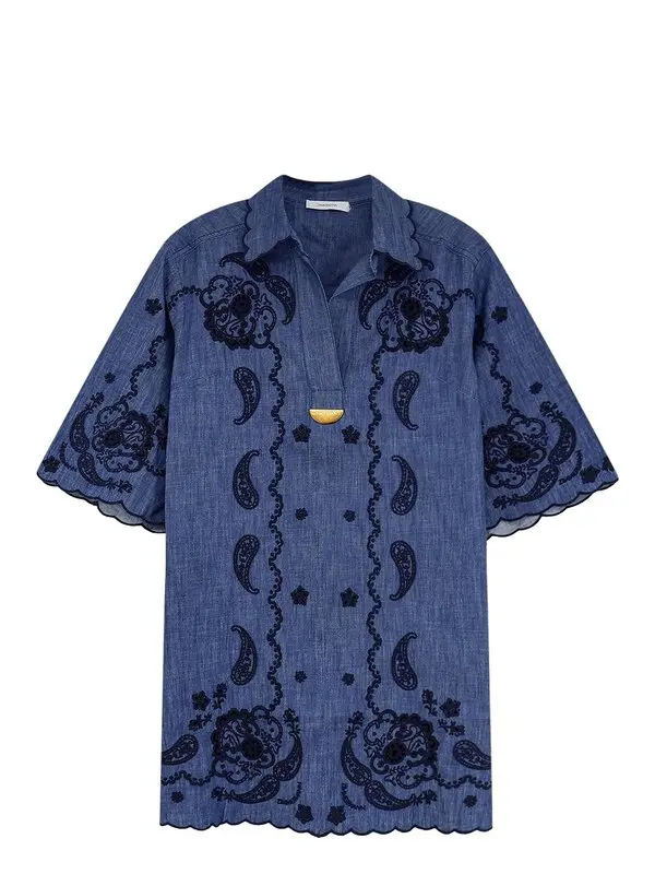 Zimmermann Aster Denim Mini Dress - Multicolor