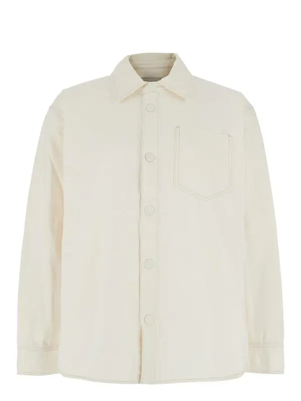 AMI Paris White Shirt With Classic Collar And Tone-on-tone Adc Embroidery On The Front In Cotton For - Multicolor