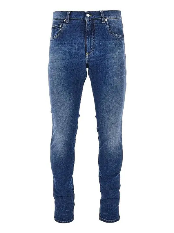Dolce & Gabbana Stretch Cotton Denim Slim Fit Jeans - Blue
