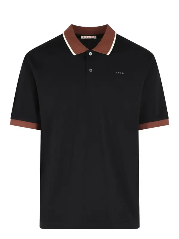 Marni Cotton Polo Shirt - Black