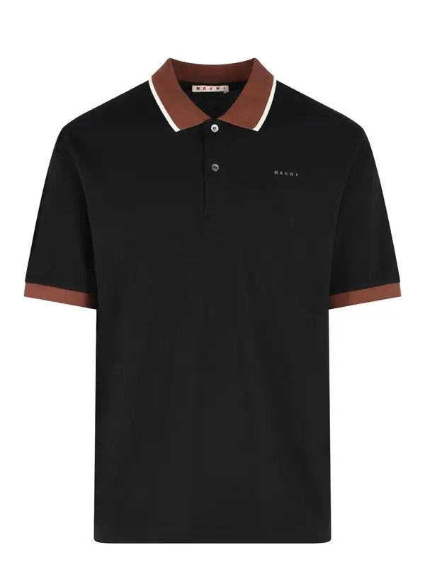 Marni Cotton Polo Shirt - Black