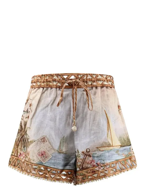 Zimmermann Mahon Linen Shorts - Multicolor